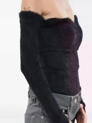 Off-White Fuzzy Sweetheart-neckline Sweater