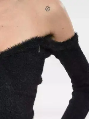 Off-White Fuzzy Sweetheart-neckline Sweater