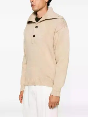 Malo Ribbed Knit Button-fastening Collar Jumper