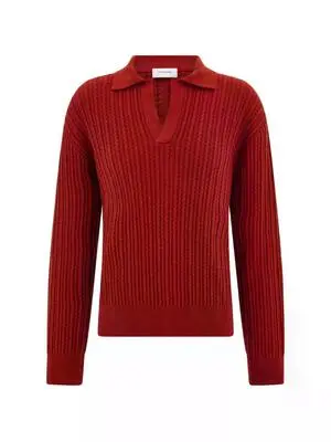FERRAGAMO Knitted Polo Top - Red