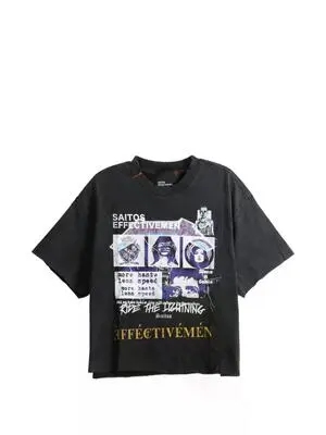 SAITOS Metallica Graphic-print Distressed T-shirt - Grey