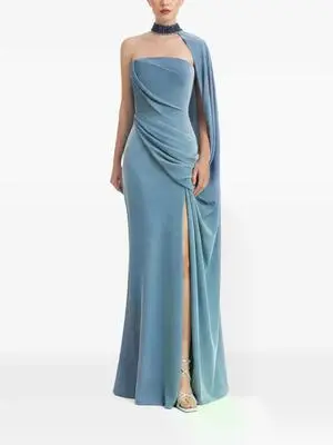 GEMY MAALOUF Beaded-collar Draped Dress