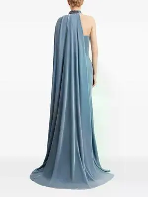 GEMY MAALOUF Beaded-collar Draped Dress