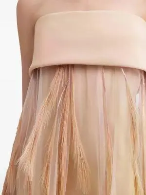 GEMY MAALOUF Feather-embroidered Strapless Dress