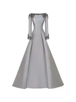 GEMY MAALOUF Beaded Mikado Dress - Grey