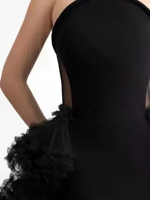 GEMY MAALOUF Ruffled-trim Strapless Gown - Black