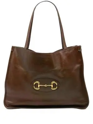Gucci 2016-2026 Medium Leather Horsebit 1955 Tote Bag - Brown