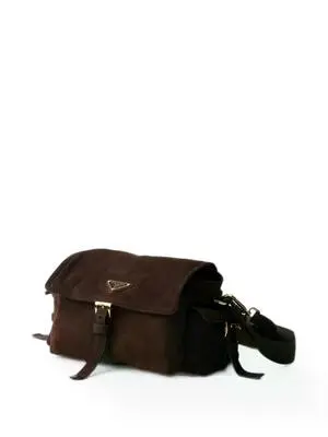 Prada Explore Medium Suede Shoulder Bag With Flap