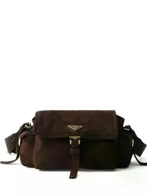 Prada Medium Suede Shoulder Bag - Brown