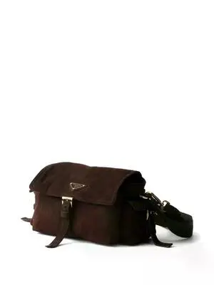 Prada Medium Suede Shoulder Bag - Brown