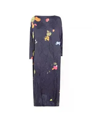 DANIELA GREGIS Crinkled Abstract-print Maxi Dress - Blue