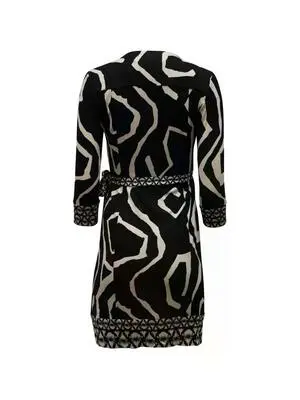 Diane Von Furstenberg Abstract Print Silk Wrap Dress