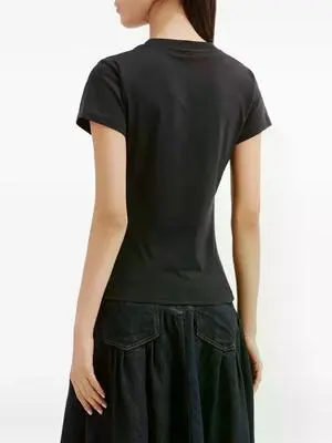 GANNI Crochet-patch Logo-print T-shirt