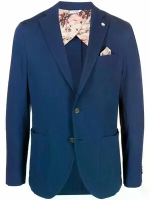 MANUEL RITZ Notched-lapel Single-breasted Blazer - Blue