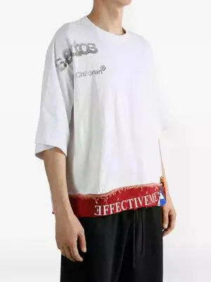 SAITOS Slogan-print Raw-edge T-shirt