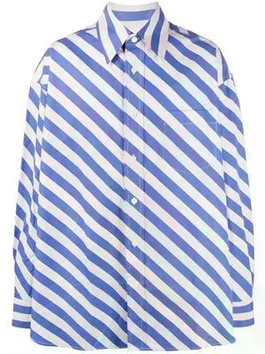 Marni Parallel Striped Oversized Shirt - Blue