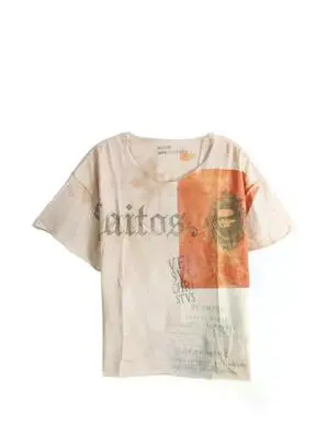 SAITOS 783 Anchor Graphic-print Distressed-effect T-shirt - Neutrals