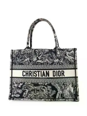 Dior Book Embroidered Canvas Medium Tote Bag - Blue