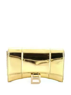 Balenciaga Hourglass Chain Wallet Leather Crossbody Bag - Gold