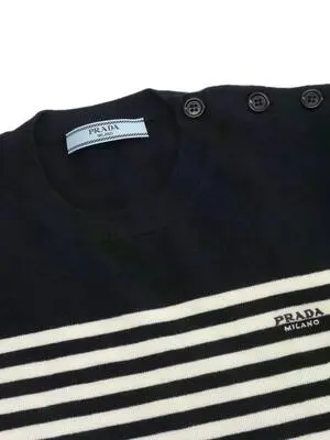 Prada 2010s Striped-pattern Button-detail Wool Sweater
