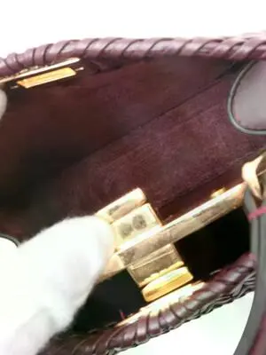 Fendi Petite Woven Leather Peekaboo Satchel