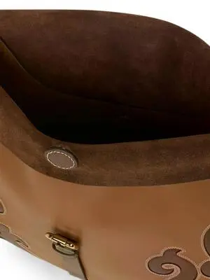 Etro Maxi Leather Pony Bag With Texan Embroidery