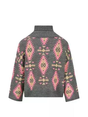 COLOUR MARKET Embellished Intarsia Knit Roll Neck Sweater