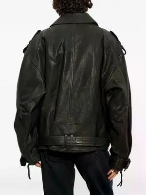 Balmain Belted Leather Biker Jacket