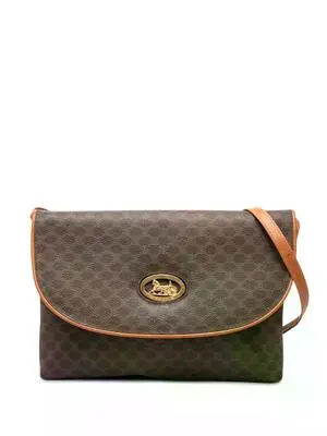 Celine Macadam Coated Canvas Horse Carriage Crossbody Bag - Brown