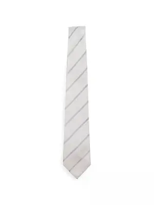 Tagliatore Diagonal-stripe Textured Tie - Grey