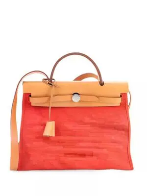 Hermès Herbag Zip Leather And Toile 31 Shoulder Bag - Brown