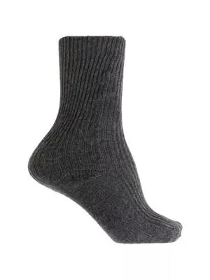 LISA YANG Ribbed-knit Cashmere Socks - Grey