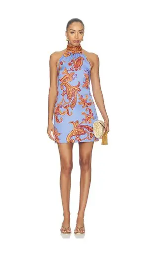 Hemant & Nandita Halter Mini Dress In . Also - Blue