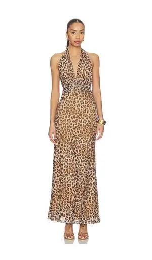 Bardot Elera Printed Mesh Maxi Dress - Brown