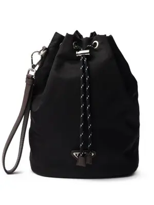 Prada Speedrock Re-nylon And Leather Pouch - Black