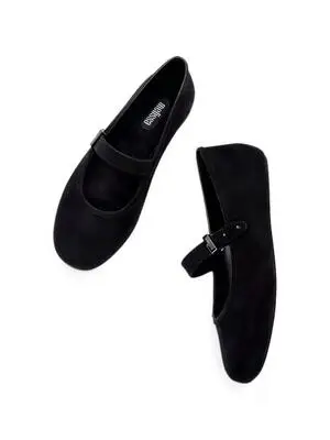 Melissa Soft Velvet-effect Buckle-fastening Ballet Flats
