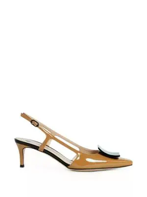 Roberto Festa Kimera Squared-accessory Slingback Heeled Pumps - Brown