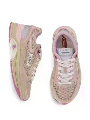 AUTRY Hyperway Sneakers In Phard Pink And Dolphin Suede And Mesh