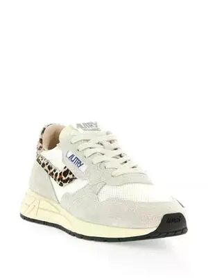 AUTRY Reelwind Low Sneakers In Nylon And Suede Color White And Leopard - Grey