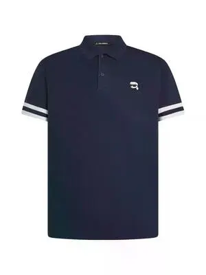 Karl Lagerfeld Ikon Striped-sleeve Polo Shirt - Blue