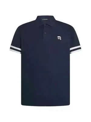 Karl Lagerfeld Ikon Striped-sleeve Polo Shirt - Blue