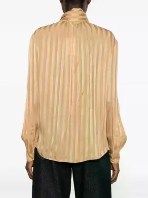 Saint Laurent Striped Pussy-bow Blouse - Neutrals
