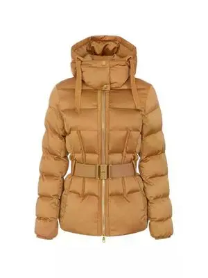 Elisabetta Franchi Down Jacket In Voile Fabric - Neutrals