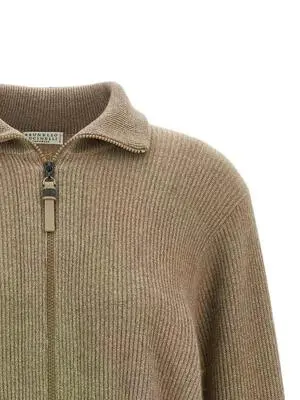 Brunello Cucinelli Ribbed Knit Lamé Cropped Cardigan