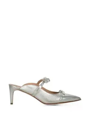 Red Valentino Bow-detail Pointed-toe Mules - Silver