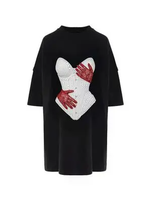 HAMZA Graphic-print Mini Dress - Black