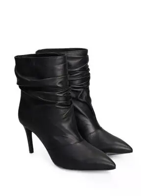 VIA ROMA 15 Ruched Pointed-toe Ankle Boots - Black