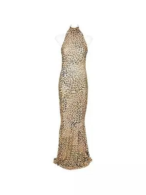 Norma Kamali Halterneck Fishtail Gown Maxi Dress - Neutrals