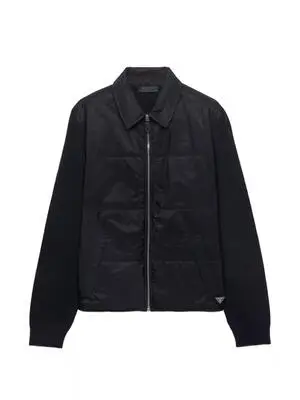 Prada Wool And Re-nylon Gabardine Cardigan - Black