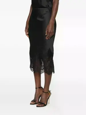 Norma Kamali Lace Trim Midi Skirt